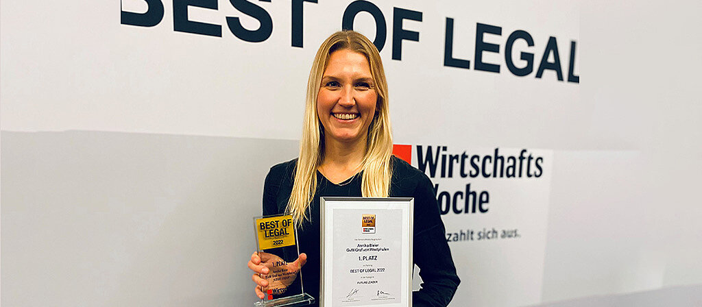 WirtschaftsWoche Best of Legal: Dr. Annika Bleier ist Future Leader 2022